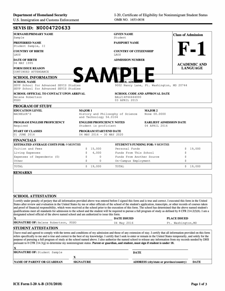 What Is an I-20 Form? - Requirements, Sample Form, How to Apply