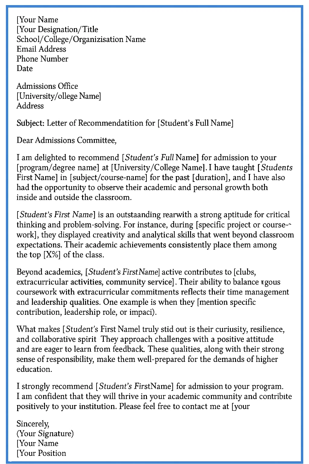 Letter of Recommendation Format: Know Importance, Sample Letters